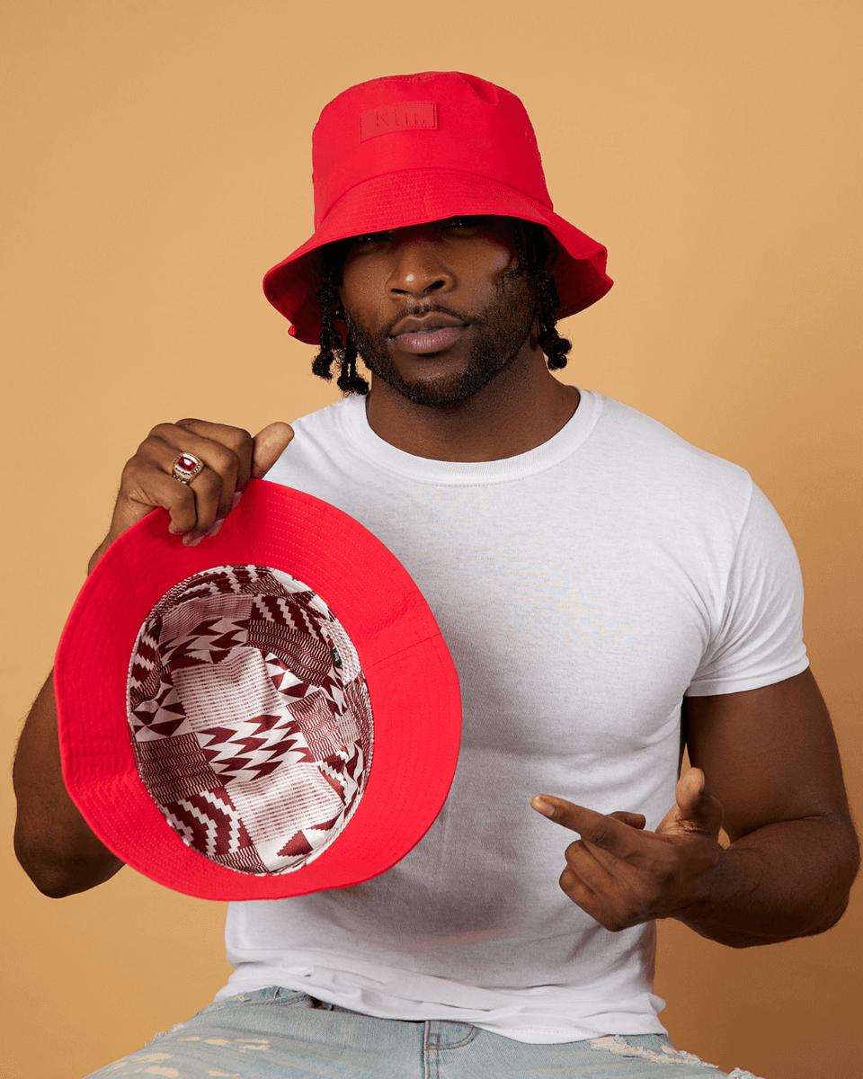 Red Waterproof Satin Lined Bucket Hat | KINApparel