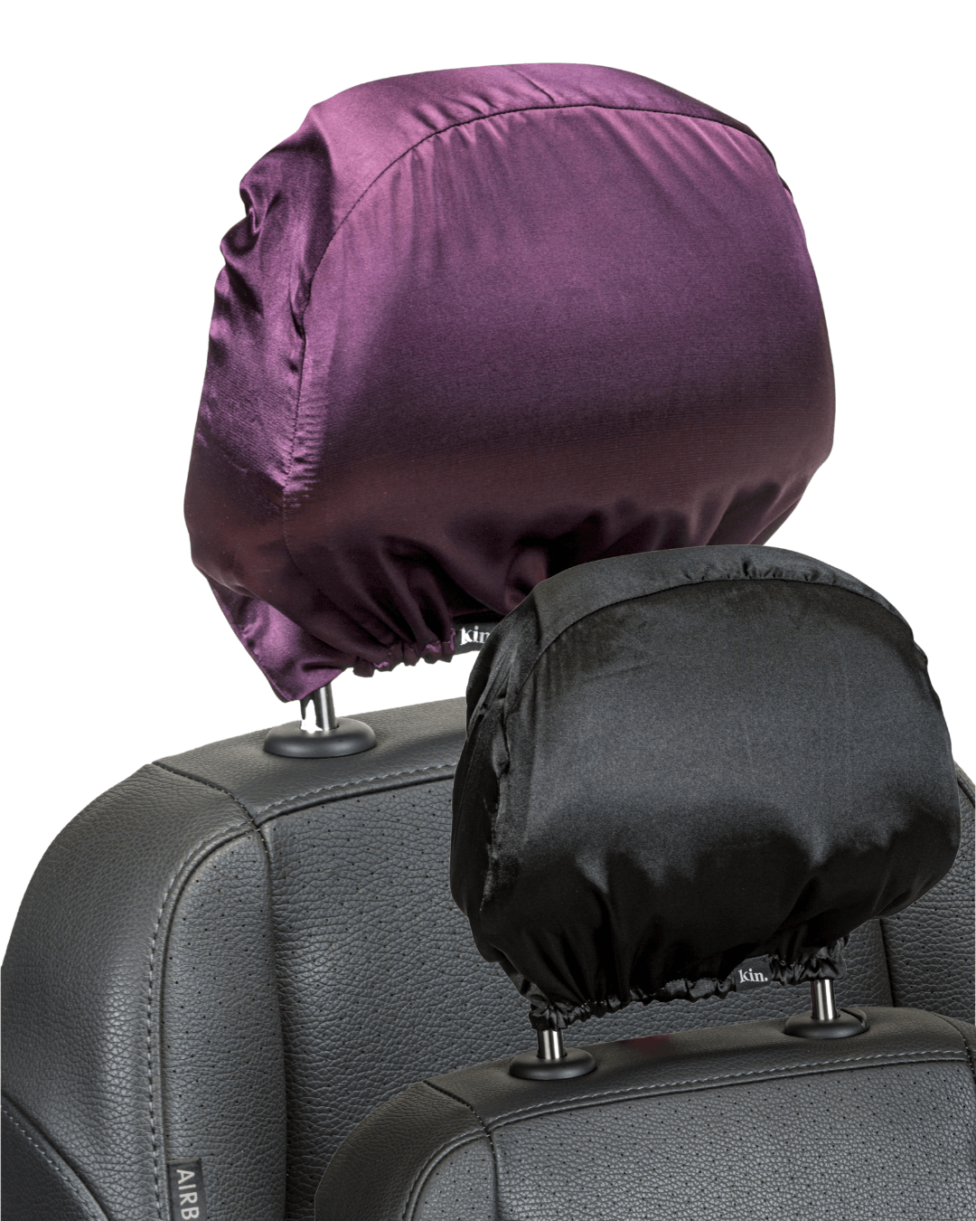 grey satin car headrest cover pack of 2 $ 38 . 00