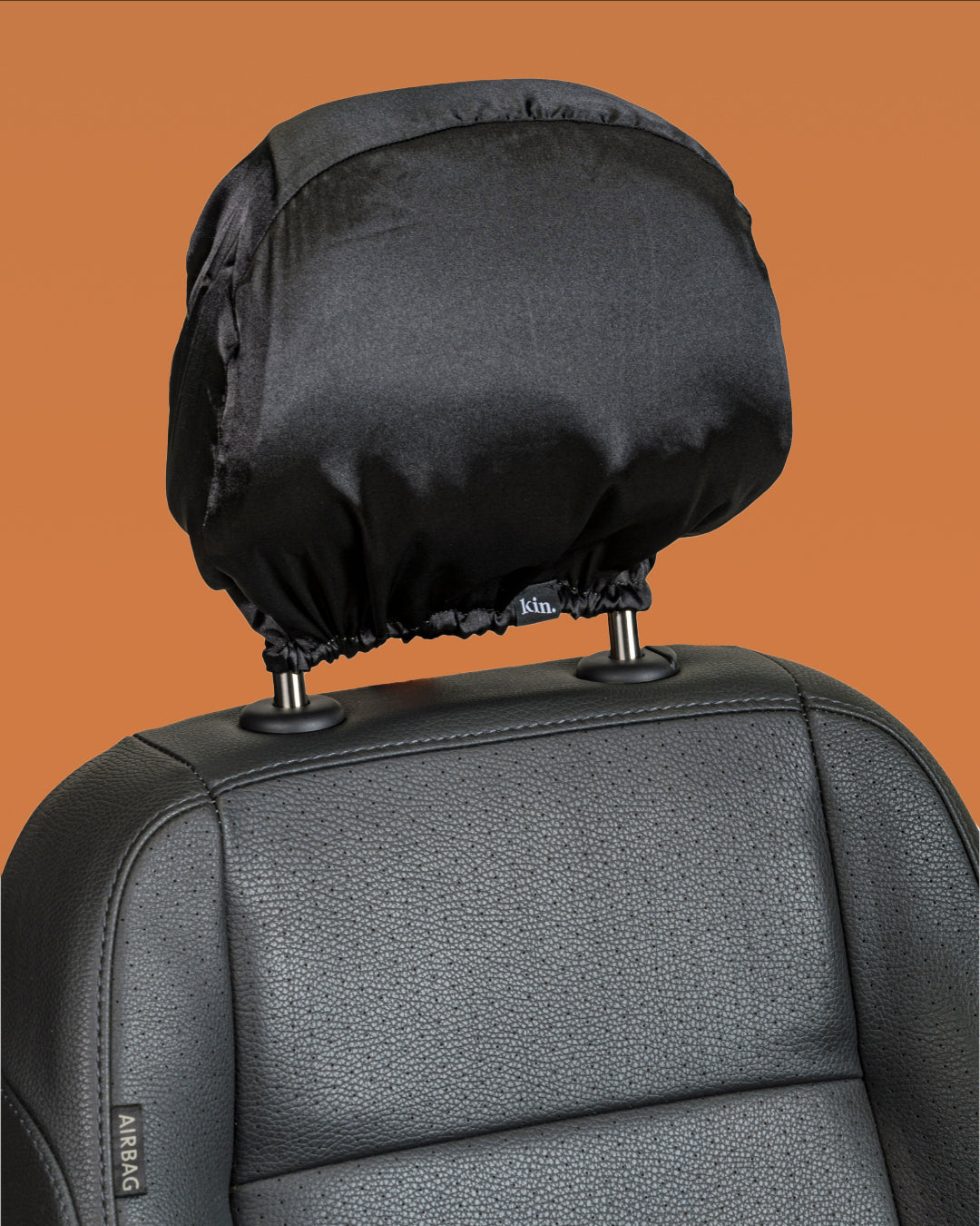 grey satin car headrest cover pack of 2 $ 38 . 00