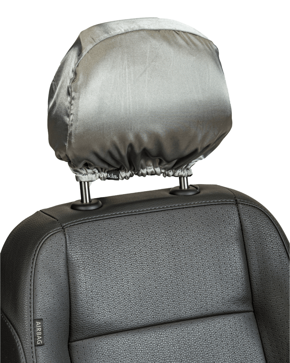 Grey Satin Car Headrest Cover (Pack of 2) | KINApparel